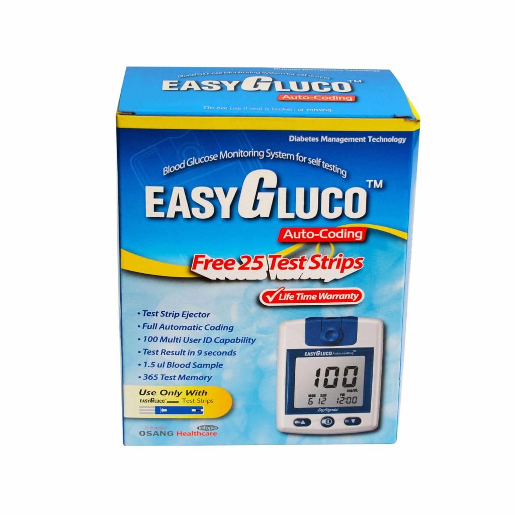EasyGluco Meter - Auto Coding - Free 25 Test Strips - Town Pharmacy